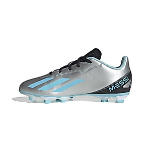 adidas X Crazyfast Messi.4 Firm Ground Sneaker, Silver Metallic/Bliss Blue/Core Black, 2 US Unisex Little Kid