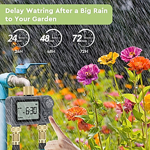 Moistenland Hose Timer with Brass Swivel, Sprinkler Timer, with Rain Delay/Manual/Automatic Watering System,Lawn & Garden Watering Equipment,IP54 Waterproof, 3.1 Inches Large Screen(2 Outlets)