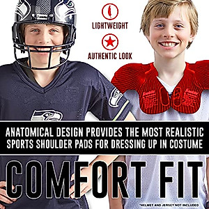 Franklin Sports Kids Costume Football Shoulder Pads - Lightweight Dress Up Shoulder Pads for Youth + Toddlers - Perfect for Halloween Football Costumes