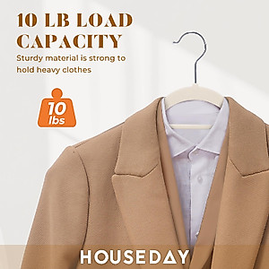HOUSE DAY Velvet Hangers with Tie Bar 20 Pack Ivory, Clothes Hangers Non-Slip, Space Saving Felt Hangers for Pants, Coat, Suits, Shirt, Scarf, No Hanger Marks