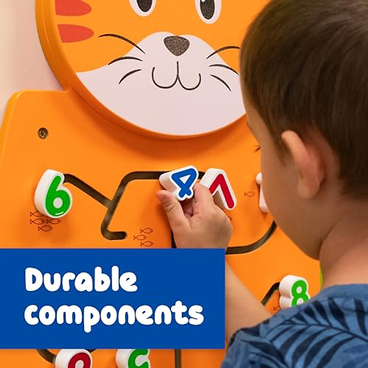 SPARK & WOW Cat Activity Wall Panel - Ages 18m+ - Montessori Sensory Wall Toy - Number Matching Activity - Busy Board - Toddler Room Décor