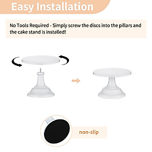 NUPTIO White Cupcake Stand Wedding: Cake Holder Dessert Pedestal Stands Metal Display Trays for Desserts Round Serving Plate for Birthday Party Christmas Anniversary Baby Shower 7.87 Inch / 20cm