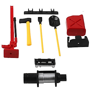 6PCS HIRCQOO 1/10 RC Decoration Accessories Tool Set Kit with Winch, Gas Can, Shovel, Jack, Pry Bar, Axe Compatible with Traxxas TRX-4 Tamiya CC01 Axial SCX10 D90 Redcat HSP 1/10 RC Crawler Truck