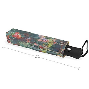 AHOMY Auto Open Close Umbrella, Flower Watercolor Monet Folding Travel Umbrellas for Rain and Sun