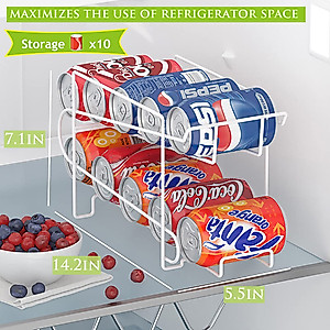 Povinmos Soda Can Rack Beverage Dispenser, Can Organizer Holds up to 10 Cans for Refrigerator, Kitchen Cabinet or Pantry-Dispenser 10 Standard Size 12oz Soda Cans or Canned food