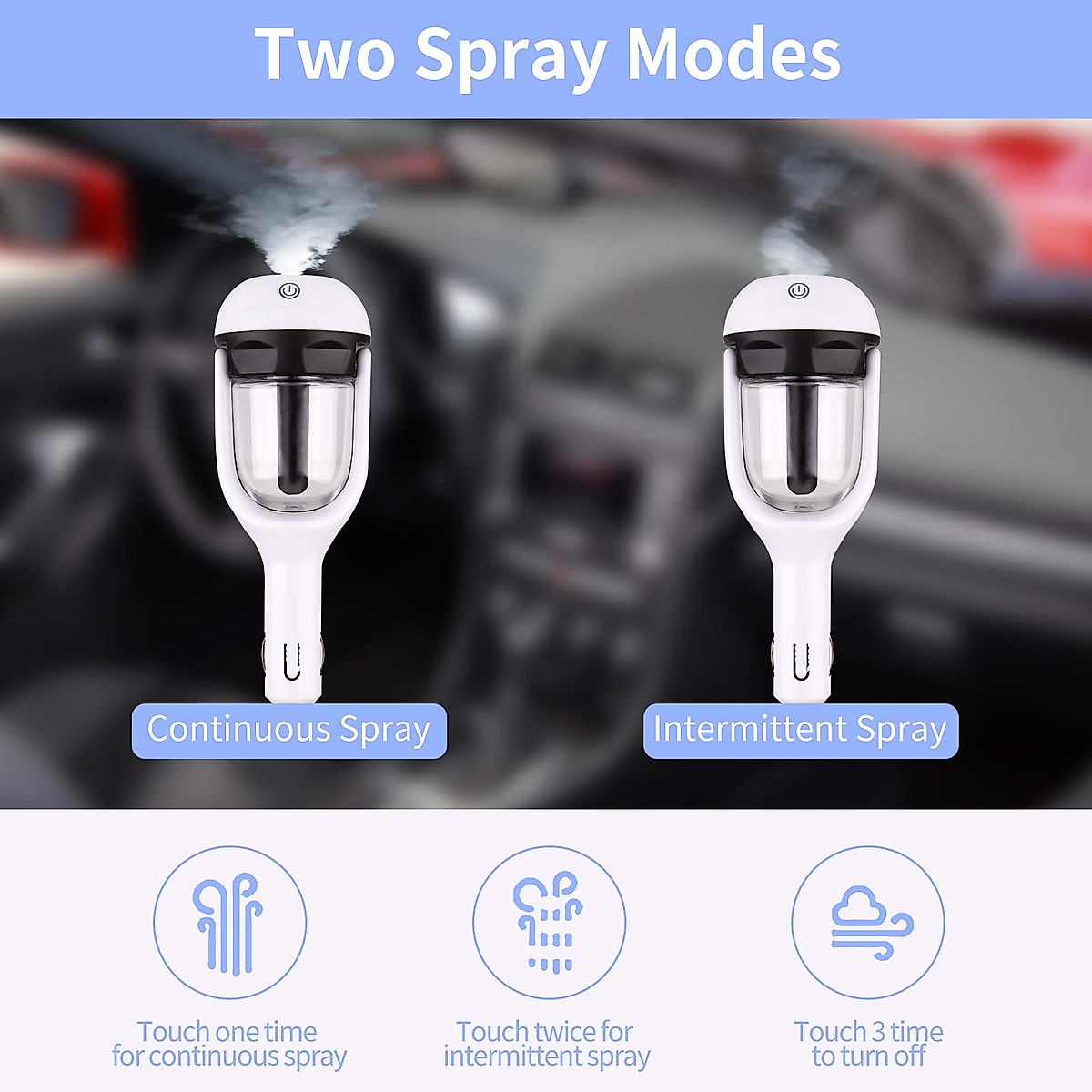 FPVERA Car Humidifier, Car Air Purifier Aroma Diffuser, Car Air Freshener Purifier Aromatherapy Mist Maker Suit for Vehicle Automobile Gift Water Soluble Essential Diffuser