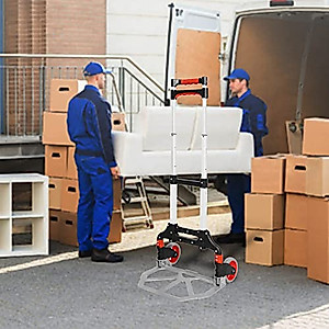 JXUFDHO Folding Hand Truck Portable Folding Dolly, Foldable Hand Truck Portable Dolly Cart Trolley Luggage Cart for Moving Home, Auto, Office,Travel Use, 180 lbs Capacity Aluminium