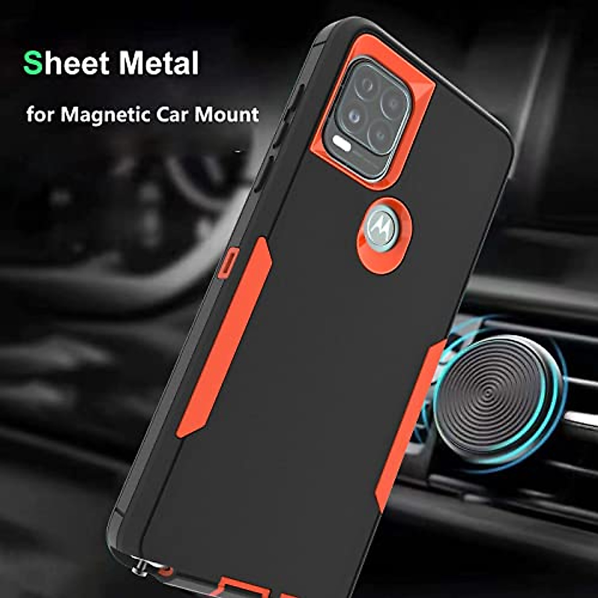 Vinve for Moto G Stylus 5G Case, [Military Grade] Shockproof Hybrid Rugged Bumper Protective Cover (Black/Orange)