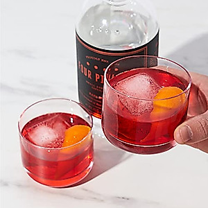 Viski Crystal Negroni Tumblers, Stylish Lowball Cocktail Glasses Set of 2 - Premium Crystal Glass Gift Set for Whiskey, Double Old Fashioned, Bourbon and Cocktails, 8 oz