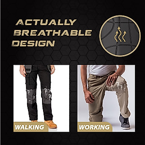 Hmyl Easy Knee Pad Insert for Work Pants/Bibs, Uniforms, and Tactical Pants, Breathable Knee Pad Inserts for Construction, Flooring, and Garage, 11.5''×7.9''×0.45'', BLACK, 3 Pairs