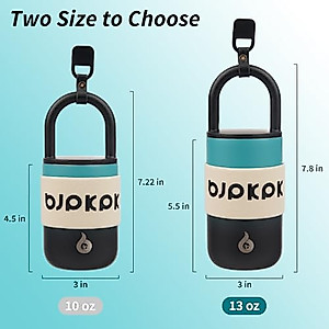 BJPKPK 13oz Insulated Loop Tumbler With Lid And Handle Stainless Steel Travel Coffee Mug Thermal Cups,TealBlack