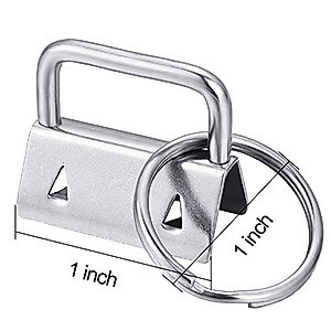 Prerrysurpasse 60Sets 1"Key Fob Hardware with 1Pcs Key Fob Pliers , Glass Running Pliers Tools with Jaws, Studio Running Pliers Attach Rubber Tips Perfect for Key Fob Hardware Install