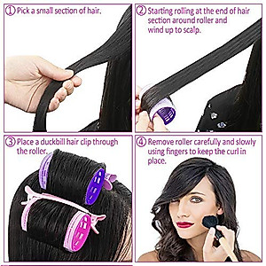 36 Pcs Self Grip Hair Roller Set in 3 Sizes and 15 Pcs Plastic Duck Teeth Bows Hair Clips, Self Holding Rollers Salon Hairdressing Curlers for Hair Styling (44mm + 36mm + 25mm)