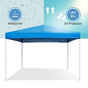 ZENY 10x10 Pop Up Canopy Tent Portable Outdoor Canopy Tent for Parties Camping Patio Gazobo Instant Shelter Beach Sun Shade, Height Adjustable Straight Legs, Waterproof UV Resistant, Wheeled Carry Bag
