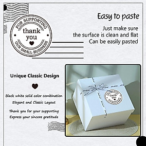 2" Round Classic Retro Stickers Thank You for Supporting Our Small Business Sticker Labels with Hearts - Printed White Thank You Stickers 500 Thank You Labels Per Roll (White, 2 inch)