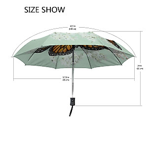 Compact Travel Umbrella Monarch Butterfly Illustration Drawn In Pen With Digital Color Sun & Rain Auto Open Close Protable Windproof Folding Umbrellas