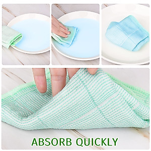 Aimisin 100% Bamboo Kitchen Dish Cloths, Green Washcloths Dish Towels, Ultra Absorbent Fast Drying, Strongly Removes Oil and Dirt, Reusable Environmentally Friendly Rags. 6Pcs, 11.8''x11.8''