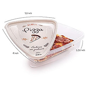 Pizza Slice Container Storage with Lids. Tray, Holder and Saver. 4 Plastic Packs to go. The Best Idea to Serve Pizza to Your Kids. (4, Fendy)
