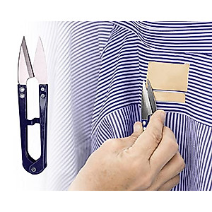 2Pcs Mini Sewing Scissors Clipper with 2Pcs Leather Scissors Sheath Cover Small Embroidery Thread Thrum Yarn Trimming Nipper U-Shaded Craft Cross Stitch Scissors for DIY Supplies(Dark Blue/Dark Red)