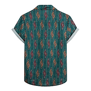 CONGJI Mens Casual Button Down Shirts Hawaiian Shirts Short Sleeve Button Down Beach Shirts (Green, L)