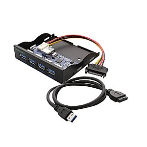 Syba Active 4 Port USB 3.0 Hub Panel for 3.5" Floppy Bay 19 Pin Header SATA Power SY-HUB20211