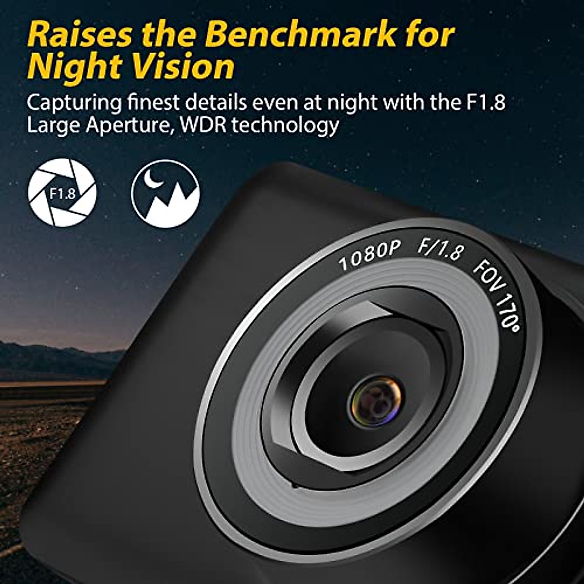 Dash Cam Front and Rear with WiFi, 1080P FHD Dash Camera for Cars, Dual Dashcam with 3 Inch Display, Super Night Vision, 170° Wide Angle, G-Sensor, Loop Recording, Parking Monitor, Support 128GB Max
