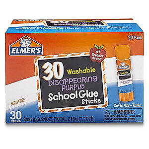 Elmer's Liquid School Glue, Clear, Washable, 1 Gallon - Great for Making Slime & Disappearing Purple School Glue Sticks, Washable, 7 Grams, 30 Count