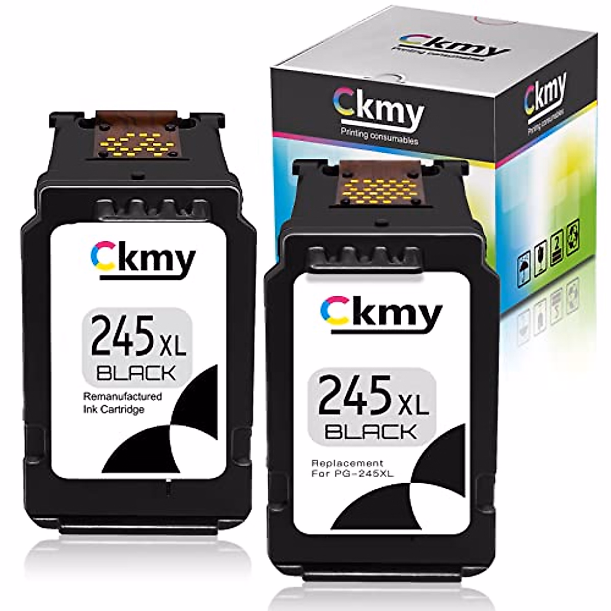 CKMY Remanufactured 245XL Ink Cartridge Replacement for Canon 245XL PG-245XL PG-243XL Fit for Pixma MX492 MX490 MG3022 MG2522 TR4520 TR4522 MG2922 MG2920 iP2820 MG2520 MG2525 TS3322 Printer (2 Pack)