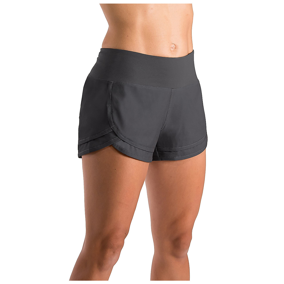 Women's Lightweight Running Shorts with Mesh Linner 3" WOD Workout Athletic Shorts for Women with Phone Pocket Dark Gray