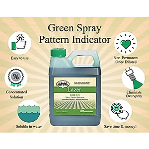 Liquid Harvest Lazer Green Concentrated Spray Pattern Indicator - 1 Quart (32 Ounces) - Perfect Weed Dye, Fertilizer Marking Dye, Turf and Herbicide Marker