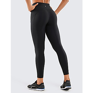CRZ YOGA Women's Naked Feeling Workout Leggings 25 Inches - High Waisted Yoga Pants with Side Pockets Running Tights Black Small