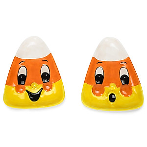 Orange Candy Corn Face 8 x 6.25 Dolomite Decorative Serving Platter Plate Set 2