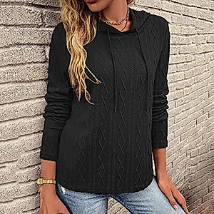 Keepfit hood scoop kit Fleece Hoodies Womens Oversized Sweatshirts Long Sleeve Shirts Hooded Sweatshirt with Pocket Fall Pullover Clothes Black