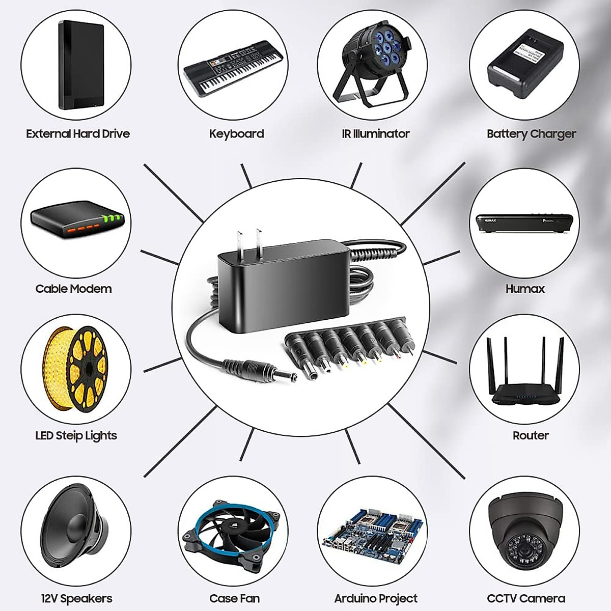 KFD Universal 15V Power Supply Adapter for Anker Soundcore Rave Mini A3390 Sony SRS-XB3 Speaker Litter Robot Theragun Mini Prime Yamaha THR10 Amp Anker Nebula Capsule Max D2423 Projector Charger Cord