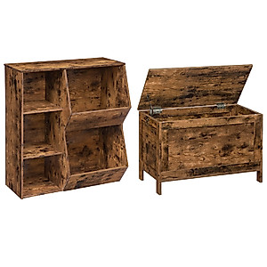 HOOBRO Storage Chest and Kids Bookshelf, Wooden Storage Box, Toy Storage Organizer BF75CW01-BF31CW01