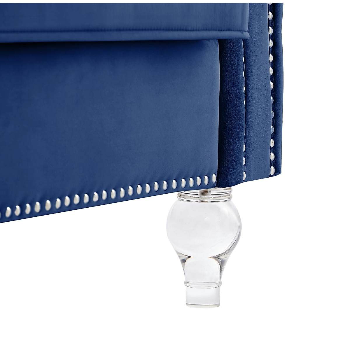 BeiXuan Modern Eucalyptus Wood Frame Convertible Loveseat Sofa Bed,2-Seat Couch Leisure Chair with Upholstery Pillows,for Living Room/Reading/Bedroom/Apartment/Small Space,Blue Velvet