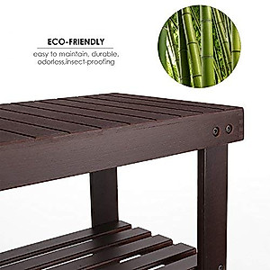 Wonder Comfort Bamboo Rack 3 Tier Shelf Organizer Stand Shoe Shelving Cabinet Bench Holder, Storage Units for Hallway Living Room Bedroom Corridor Sturdy, Brown