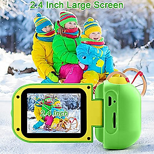 GKTZ Children Video Camera - Kids Digital Camera Toddler Toy Camcorder Birthday Gifts for Boys and Girls Age 3 4 5 6 7 8 9, 12MP Kids Video Recorder with 32GB SD Card - Green
