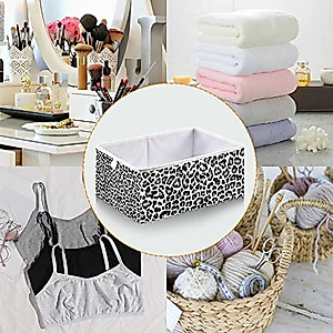 Kigai Storage Basket Black and White Leopard Foldable Storage Bin 11 X 11 X 11 Inches Cube Storage Baskets Box for Shelves Closet Laundry Nursery Bedroom Home Decor