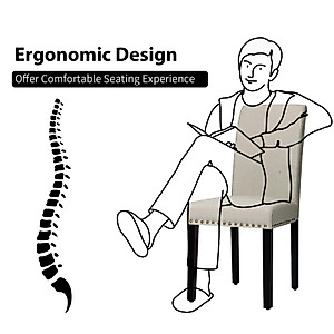 RELAX4LIFE Dining Chairs Set of 4 Fabric Upholstered with Solid Wood Legs, Padded Seat and Back Armless Side Chair Tufted Parsons Kitchen Dining Chairs Set (2, Navy)