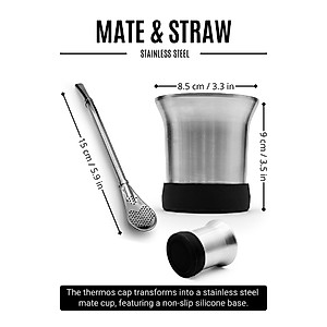 Complete Yerba Mate Kit - 1.2L Thermos With Mate System, Cup, Clip Spout, Straw (Bombilla), and FREE Backpack - Premium Stainless Steel Set To Go