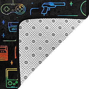NiYoung Game Video Gaming Pattern Black Kitchen Rugs, Bedroom Livingroom Sitting-Room Mat, Floor Pad Rugs Standing Mat, Kids Children Play Mat Bath Mat, Throw Rugs Runner Exercise Mat