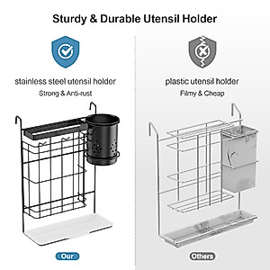 iSPECLE Dish Drying Rack, 304 Stainless Steel 2-Tier Dish Rack with Utensil Holder, Cutting Board Holder and Dish Drainer for Kitchen Counter