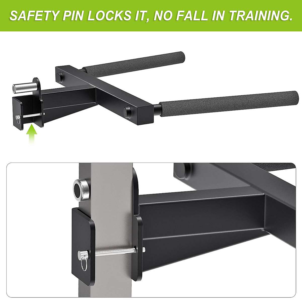 Kipika Y-Shaped Dip Bar for 2" x 2" Power Cage with 5/8" or 1" Hole - Dip Bar Attachments for Home Gym - Heavy Duty Power Rack Attachments - 2" x 2" Squat Rack Accessories for Strength Training