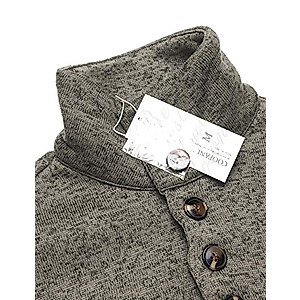 COOFANDY Mens Casual Knit Sweater Shirt Shawl Collar Fit Winter Pullover Khaki