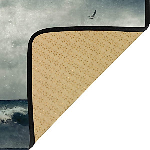 MOYYO Kitchen Mat Lighthouse On The Sea Kitchen Rug Mat Anti-Fatigue Comfort Floor Mat Non Slip Oil Stain Resistant Easy to Clean Kitchen Rug Bath Rug Carpet for Indoor Outdoor Doormat