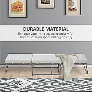 HOMCOM 2-in-1 Convertible Guest Sleeper Bed, Foldable Ottoman with Thick Padded Foam for Small Room, Living Room, Gray