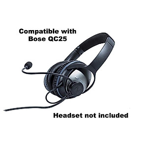 NFlightMic Universal Microphone for Aviation Headset - Works with Bose QC25 and QC35 Noise Cancelling Headphones