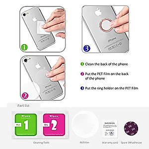 Finger Ring Stand, ICHECKEY Phone Ring Kickstand 360° Rotation Metal Grip Holder for Magnetic Car Mount Compatible with All Smartphone, iPad, Tablet - Rose Gold/Silver (Rose2pcs)