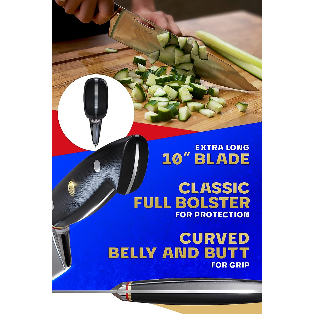 Dalstrong Chef Knife - 10 inch - Centurion Series - Premium Swedish 14C28N High Carbon Stainless Steel - G10 Handle Kitchen Knife - Razor Sharp Chef's Knife - Cooking Knife - Sheath Included